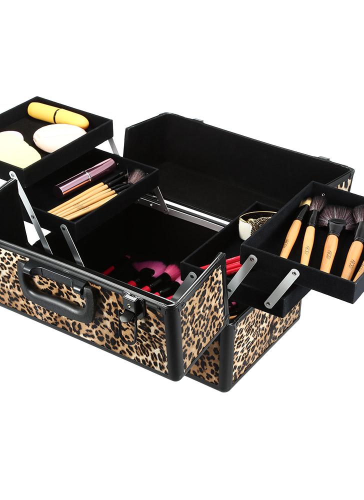 Lockable Foldable Cosmetic Organizer Box Make Up Case