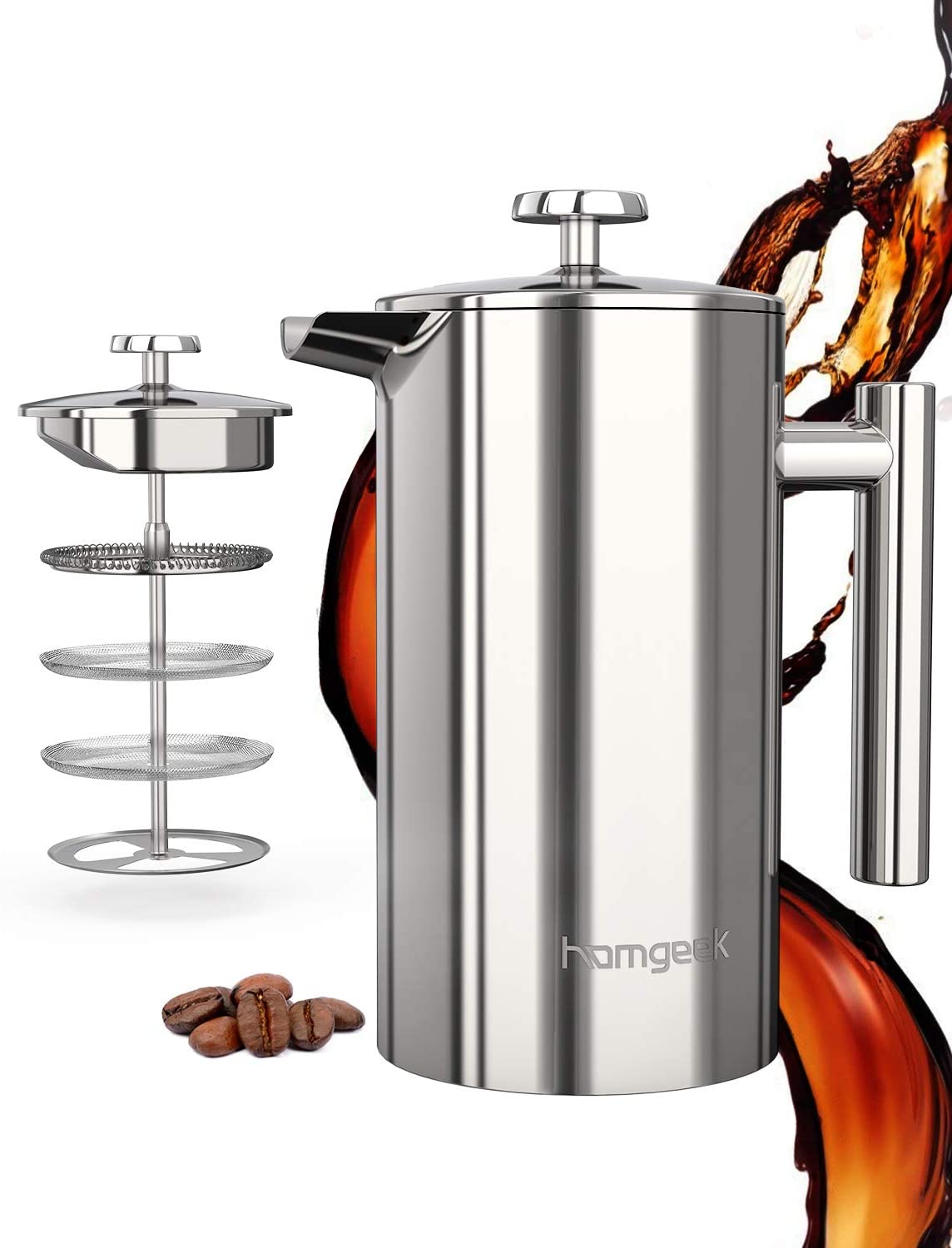 Homgeek 1 Litre/8 Cup French Press Coffee Maker