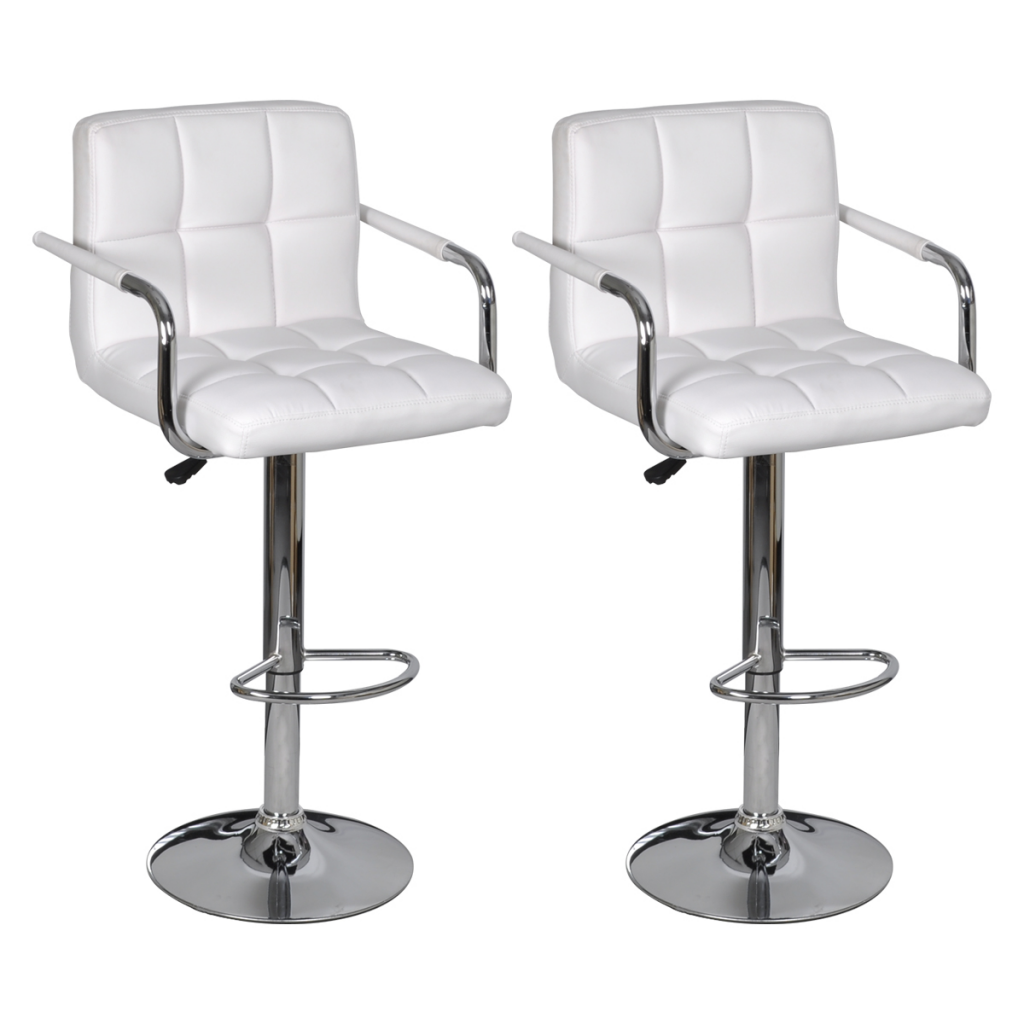240462 2 x Bar Stool Blanco Con Apoyabrazos