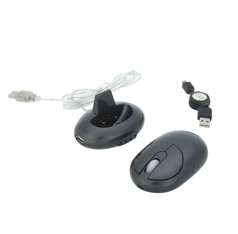 2.4G Rechargeable Wireless Optical Mouse with 4-Port USB Hub/Charging ...