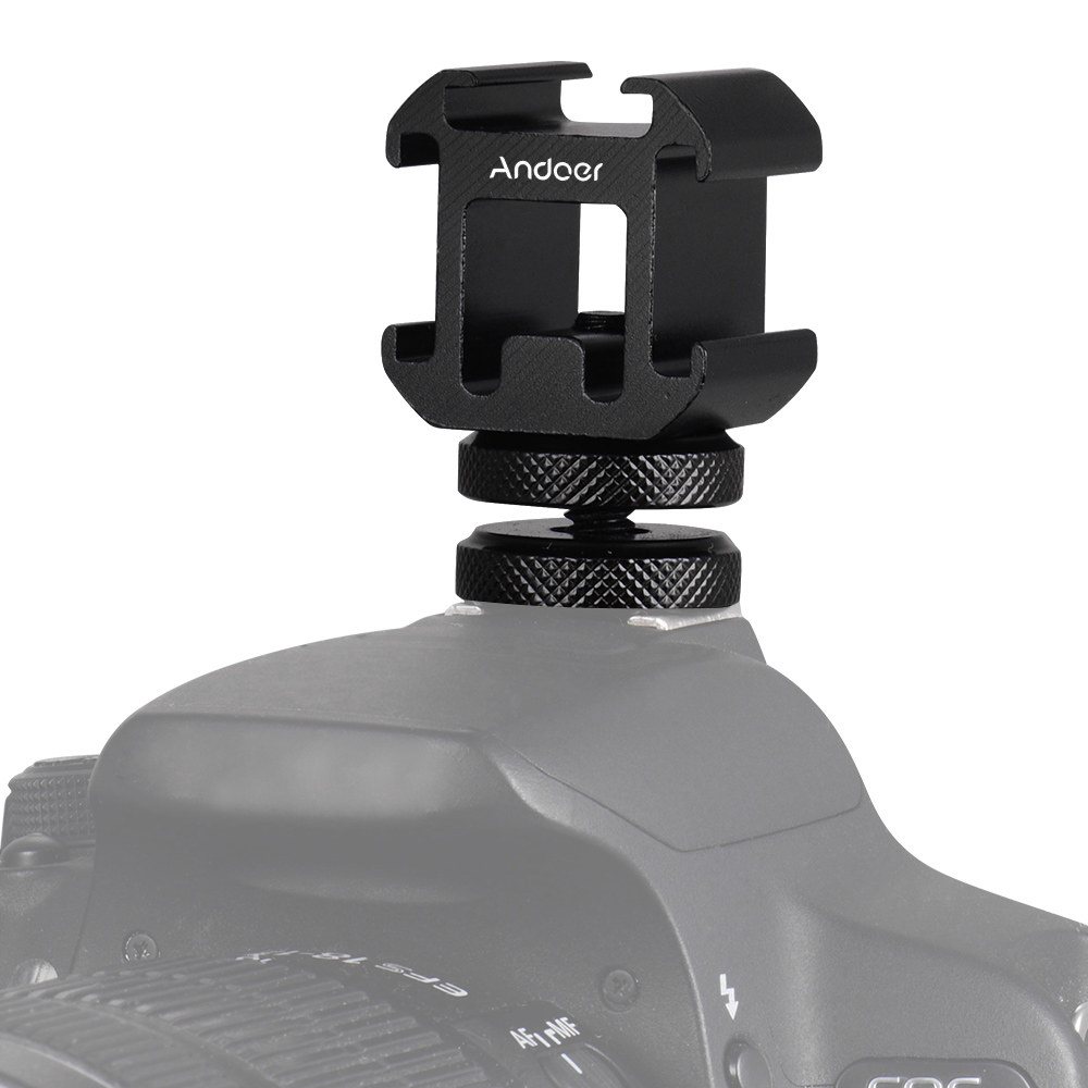 Andoer 3 Cold Shoe Mount Adapter On-Camera Mount Adapter for Canon ...