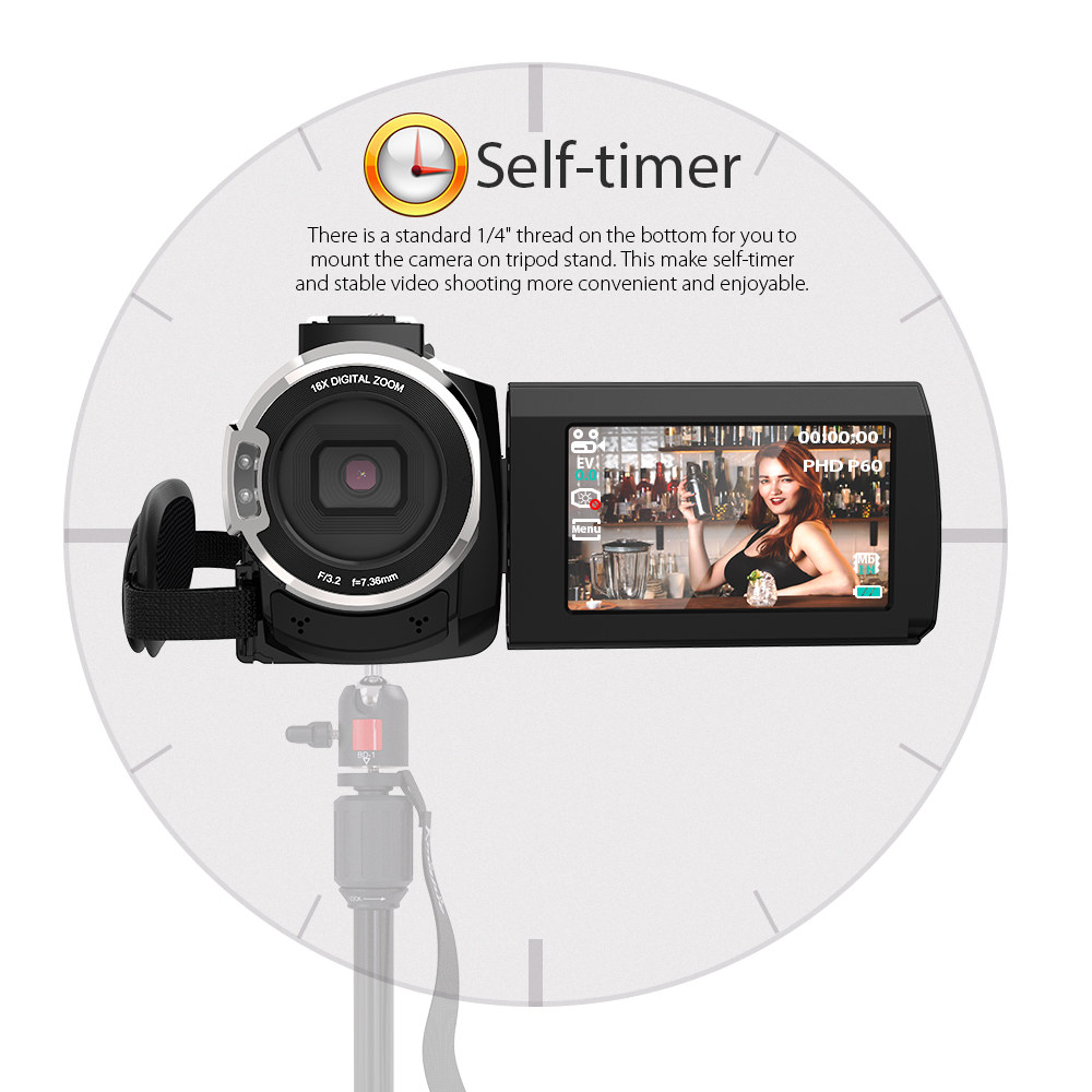 Andoer 4K Camcorder 1080P 48MP WiFi Digital Video Camera Recorder with ...