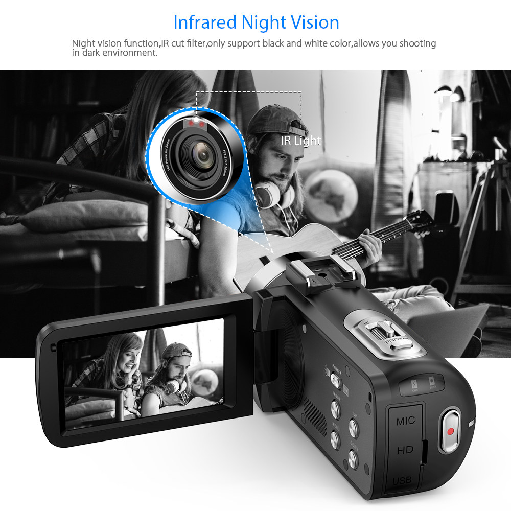 Andoer Digital Video Camecorder FHD 1080P Video Camera Infrared Night ...