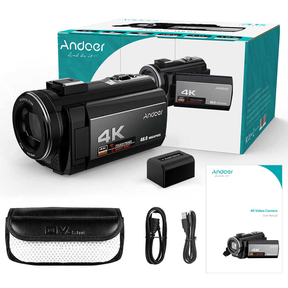Andoer 4K Digital Video Camera Camcorder Ultra HD 48MP WiFi 3.0 Inch ...