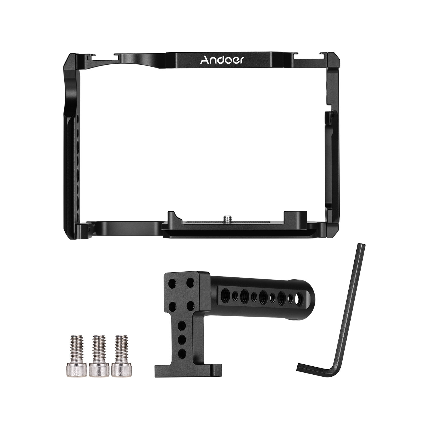Andoer Camera Cage + Top Handle Kit Aluminum Alloy with 1/4 Inch & 3/8 ...