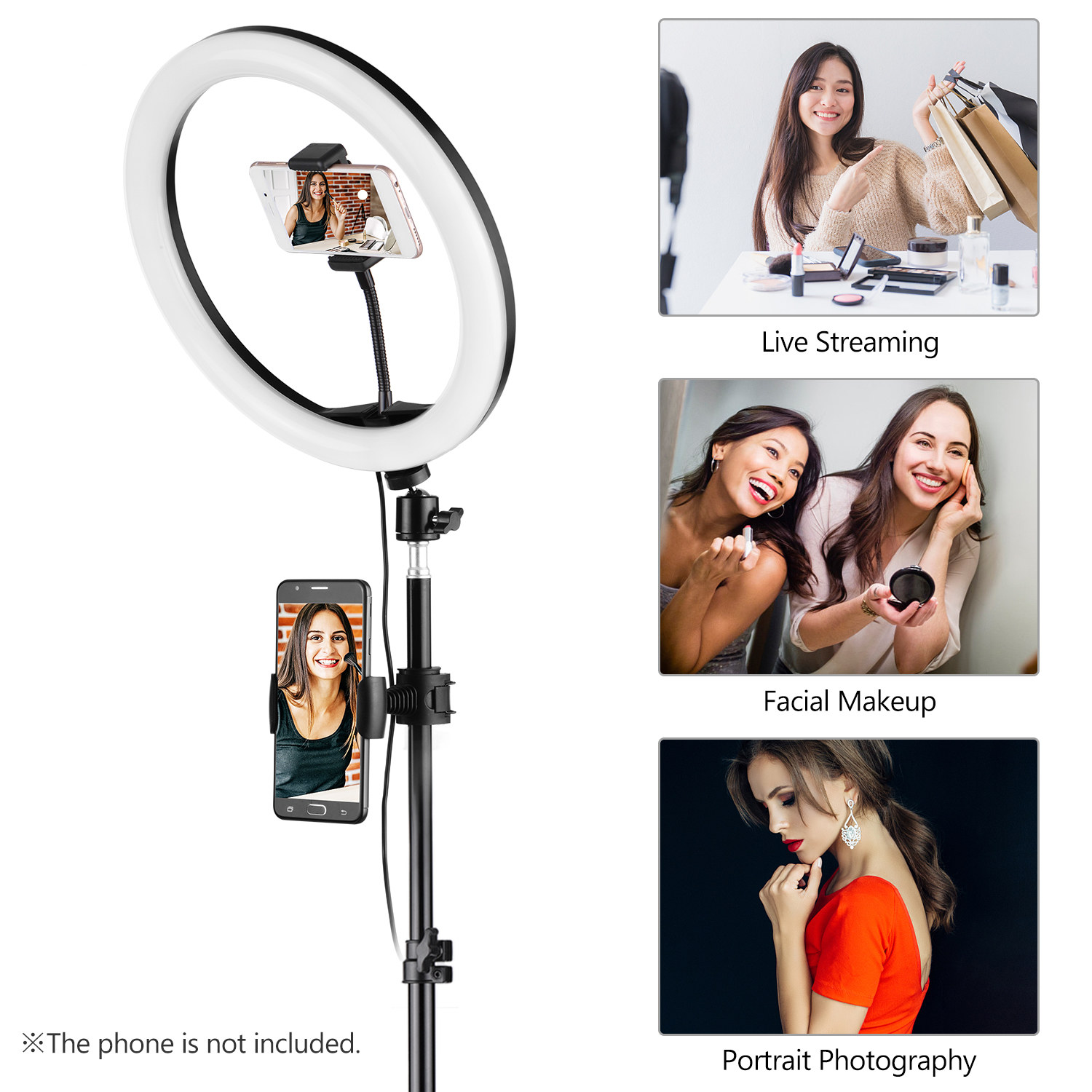 Andoer 12 Inch LED Ring Lights Ringlight with Phone Holders Remote ...