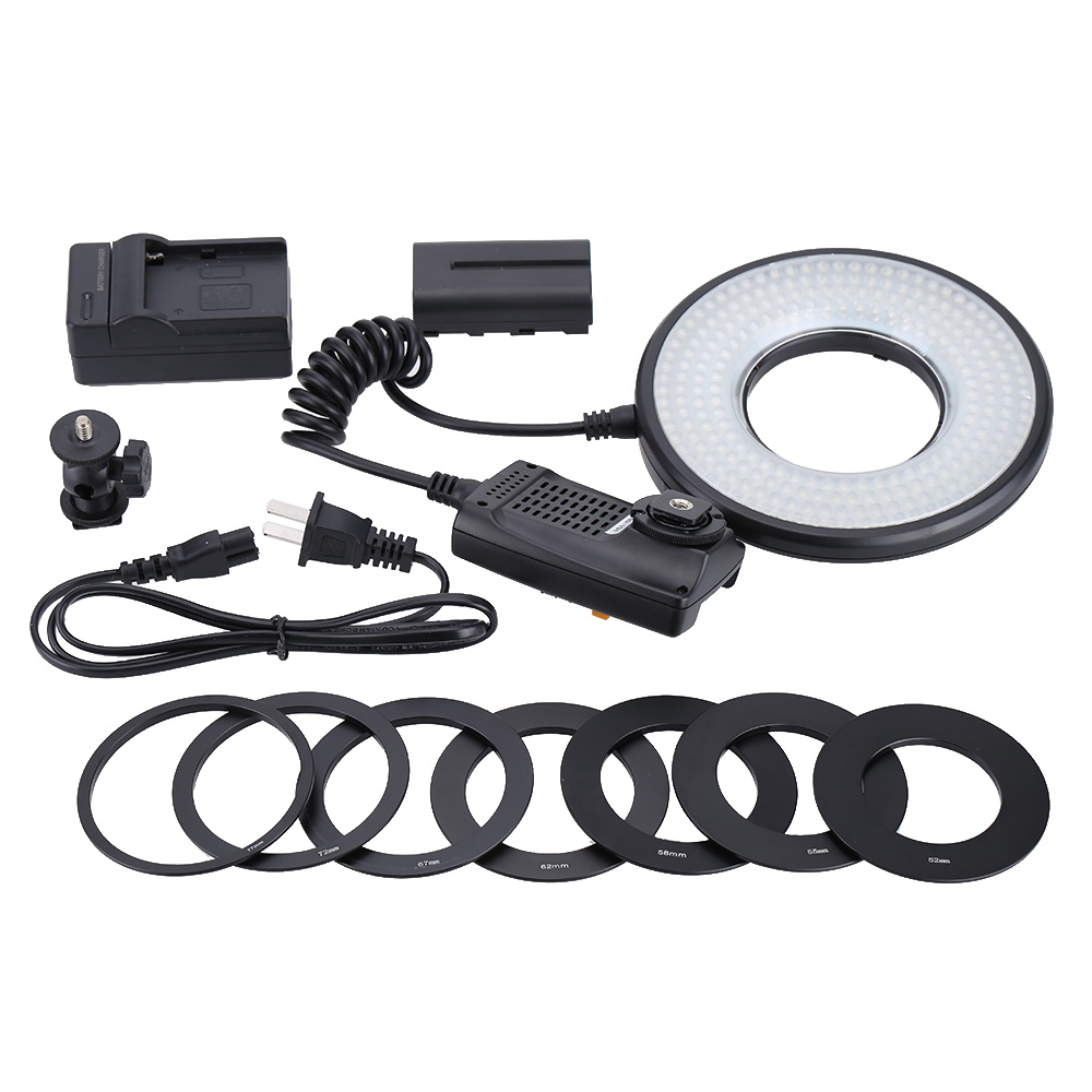 MRC-232 Macro LED Dimmable Light Ring Video Light Kit 1400LM Color Temp ...