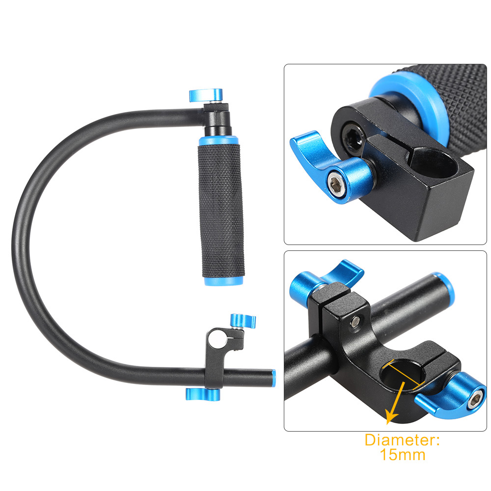 15mm C Shaped Bracket with Top Handle Grip for DSLR Camera DV Camcorder ...