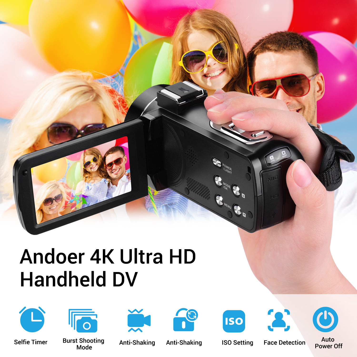 Andoer 4K Ultra HD Handheld DV Professional Digital Video Camera CMOS ...