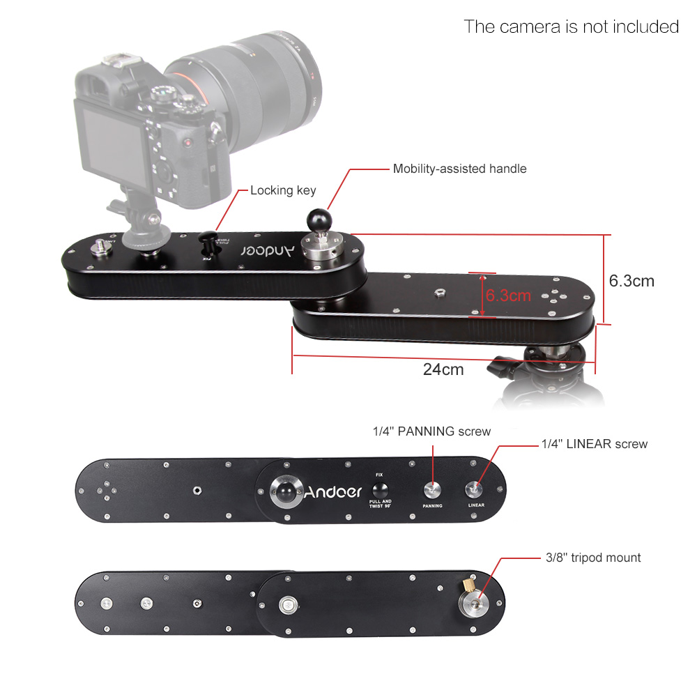 Andoer GT-V70 Portable Camera Slider with Panning and Linear Motion ...
