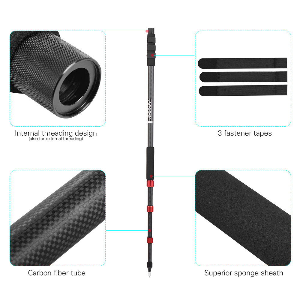 Andoer Telescoping Microphone Boom Pole Carbon Fiber,4 Sections ...