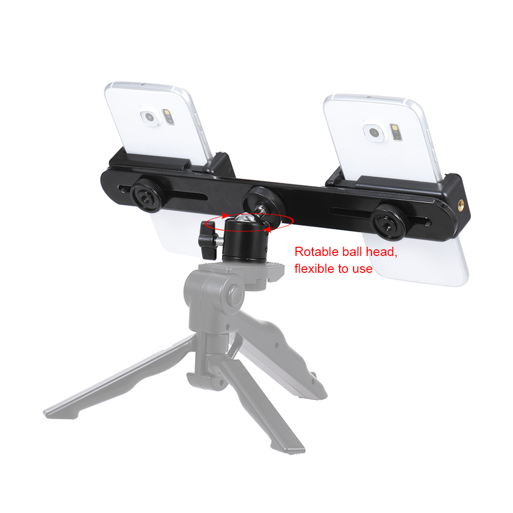 Andoer Smartphone Live Broadcast Bracket with Dual Phone Holders Clips ...