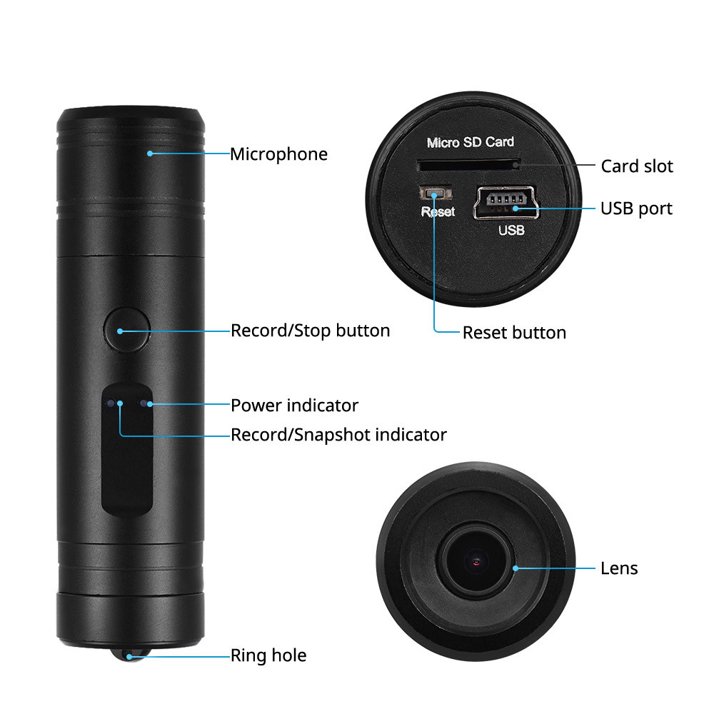 Andoer Cylindrical 2MP 1080P Full HD Aluminum Sport Action Camera Mini ...