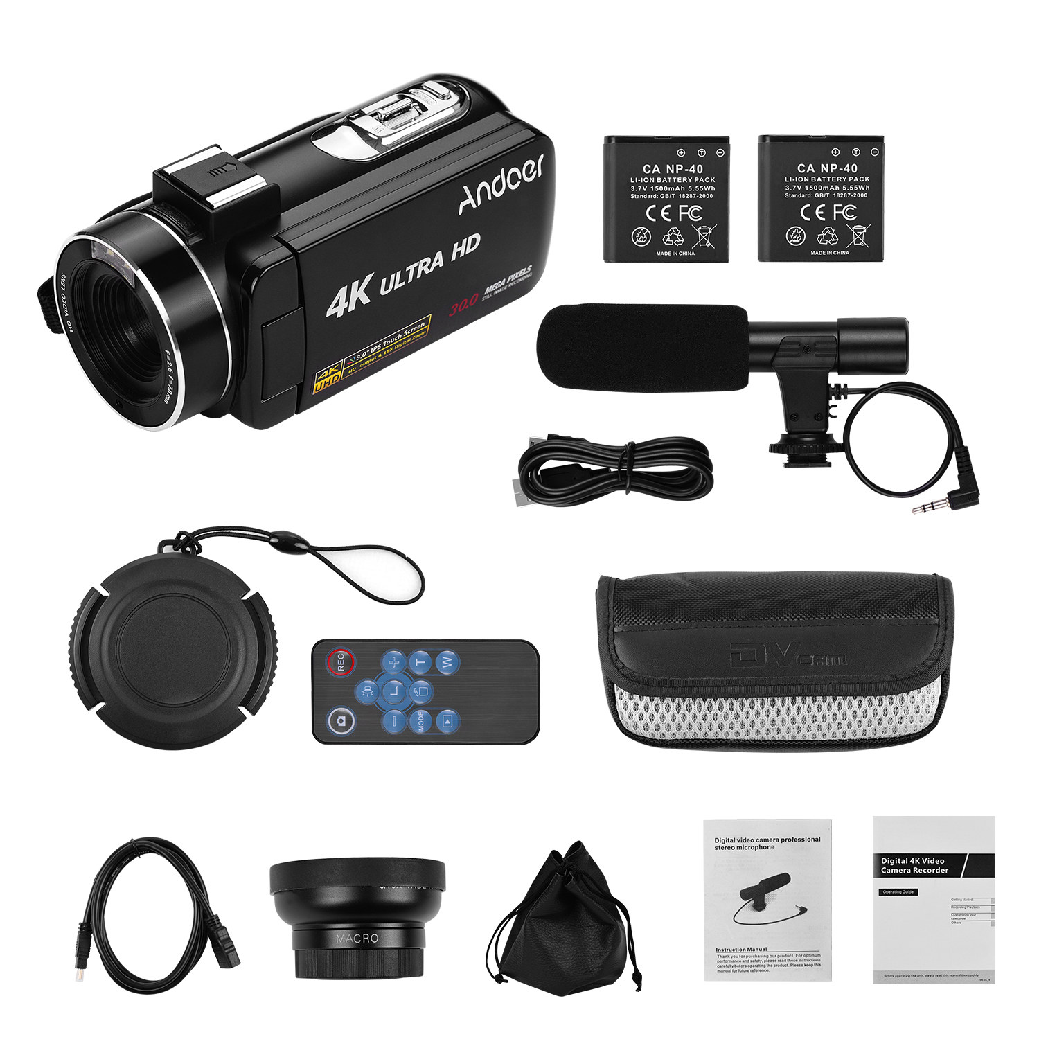 Andoer 4K Ultra HD Handheld DV Professional Digital Video Camera CMOS ...