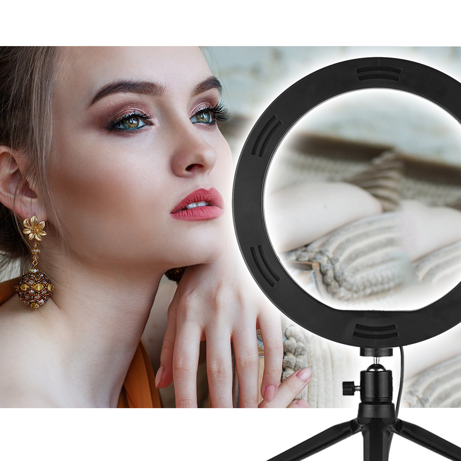 Andoer 10 Inch LED Ring Light Photography Fill-in Lamp 3 Lighting Modes ...