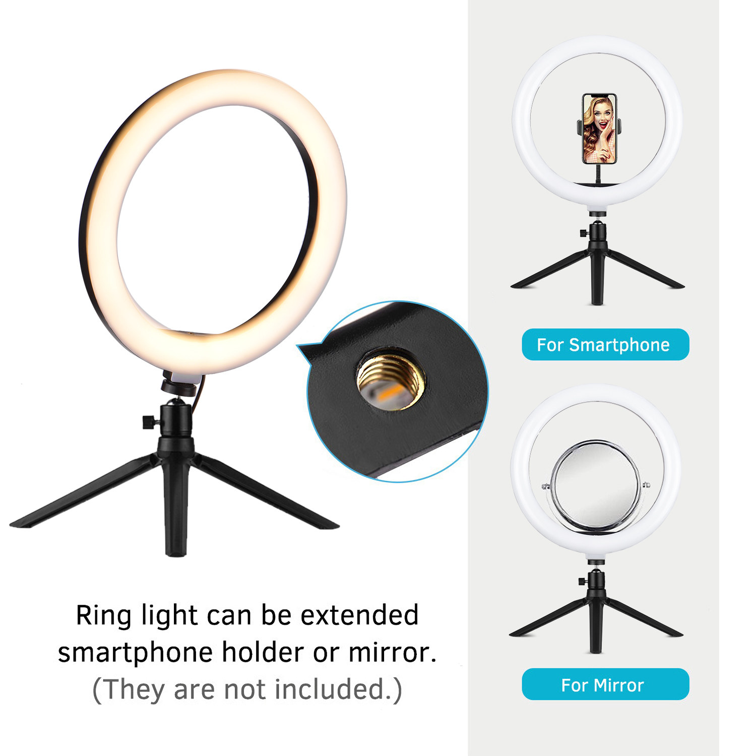 Andoer 10 Inch LED Ring Light Photography Fill-in Lamp 3 Lighting Modes ...