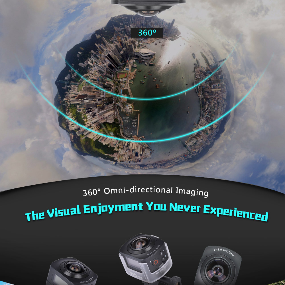 Andoer Panorama 360° VR Video Camera Full HD 1440P 1080P 30FPS 8MP ...