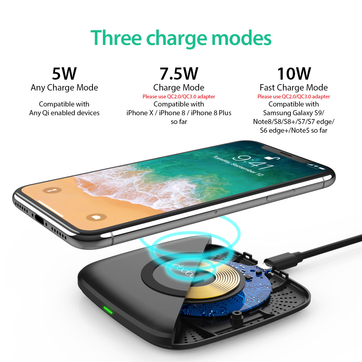 10W Ultra Slim Type-C Fast Charge Wireless Charger-dodocool.com