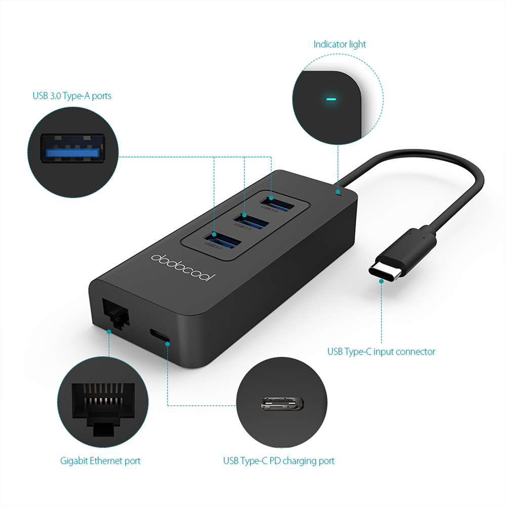 USB-C 3.1 to 3-Port USB-A 3.0 Hub - dodocool.com