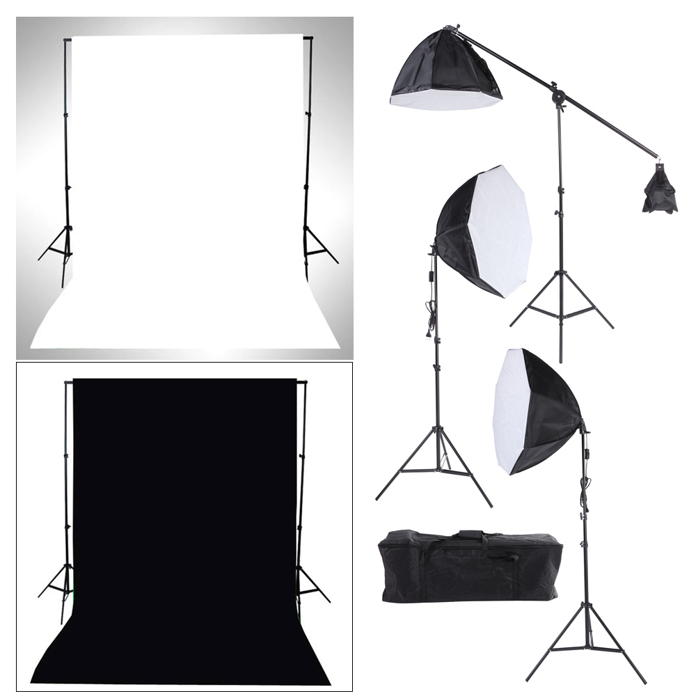 Photography Studio Lighting Softbox Photo Light Muslin Backdrop Stand ...