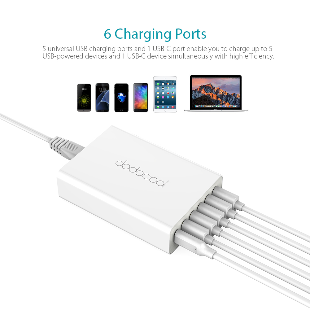 6-port 60W USB Power Adapter-dodocool.com