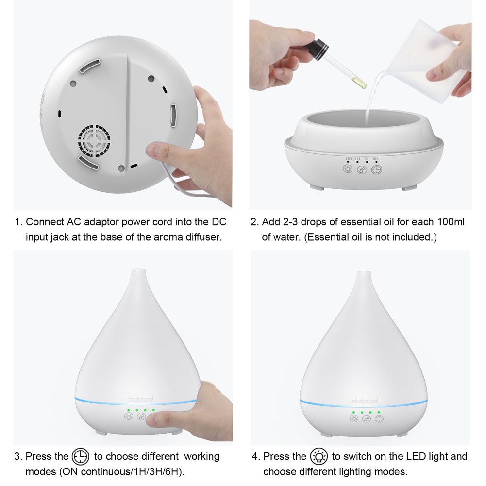 400ml Air Humidifier with 7 Colors LED Lights-dodocool.com