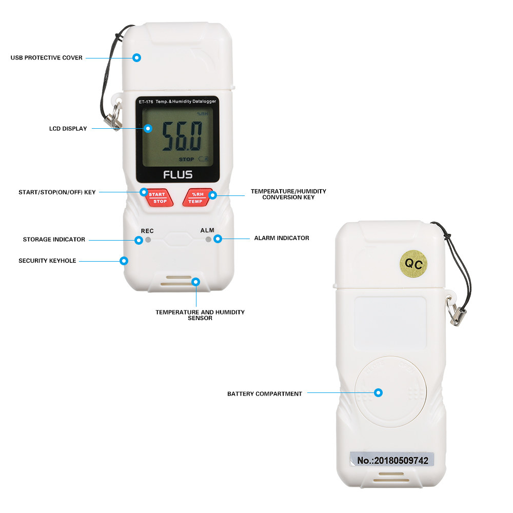 KKmoon FLUS USB Humidity and Temperature Data Logger Recorder with LCD ...
