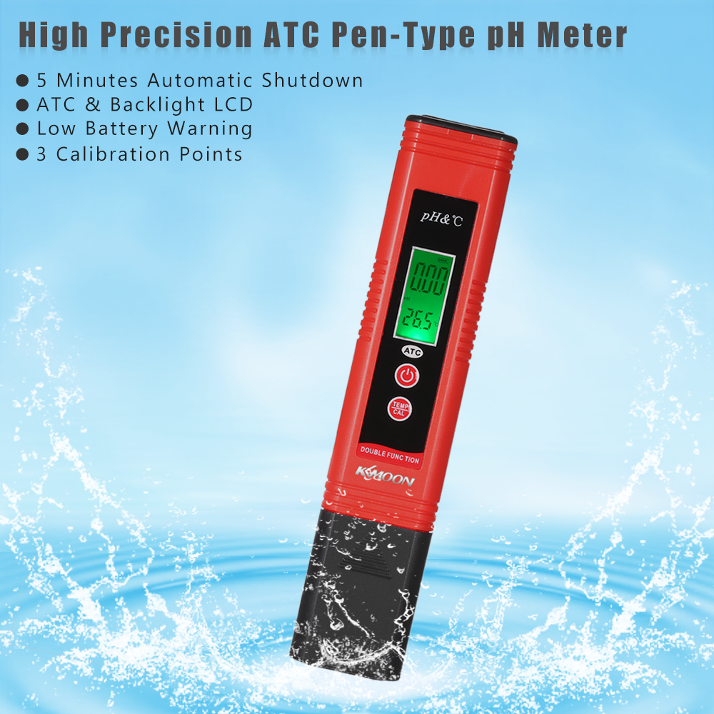 KKmoon Professional & Power-saving pH-007 Pen-Type pH Meter High ...
