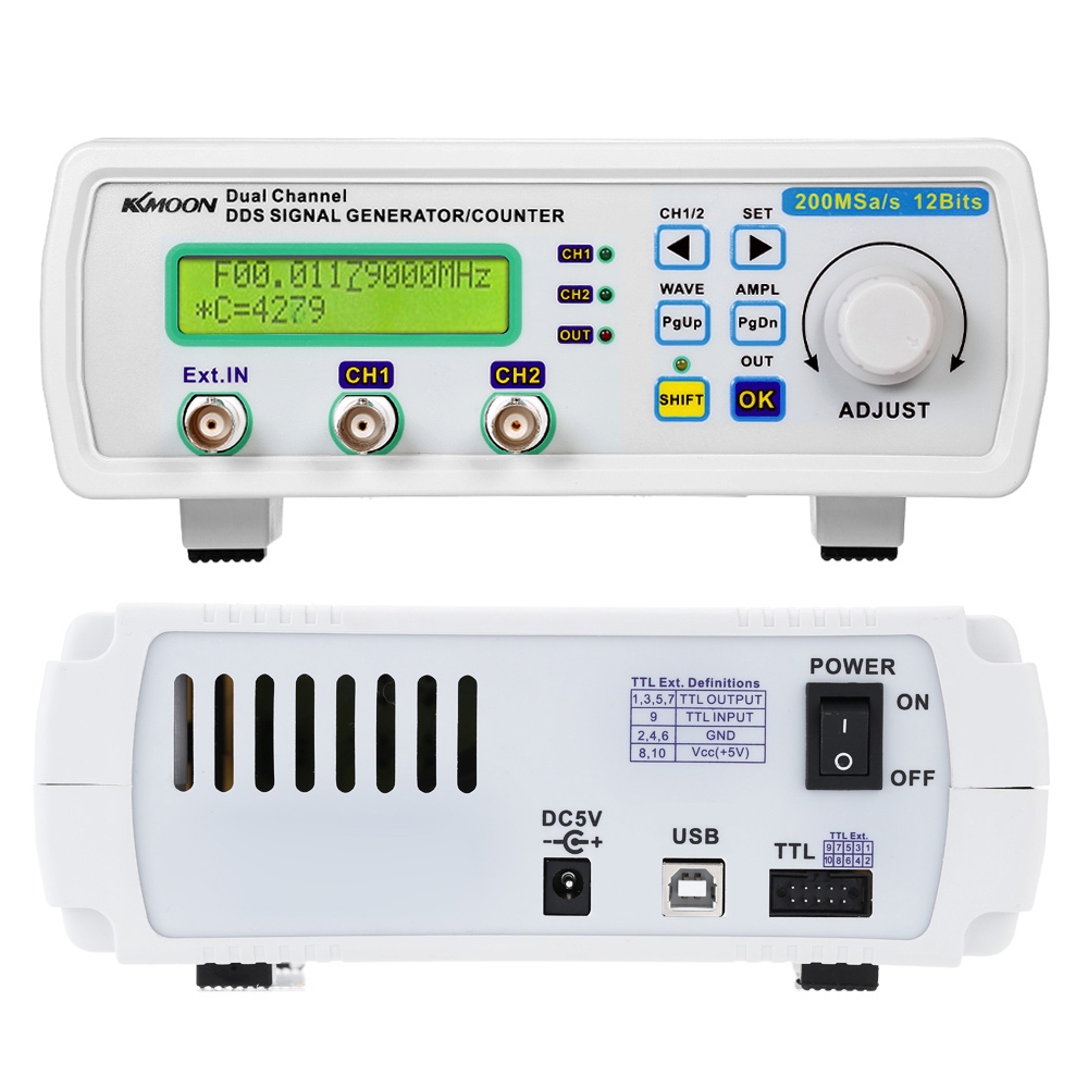 KKmoon High Precision Digital DDS Dual-channel Signal Source Generator Arbitrary Waveform ...