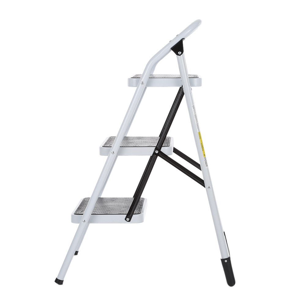 iKayaa Non-slip Iron Folding 3 Step Ladder With Handle