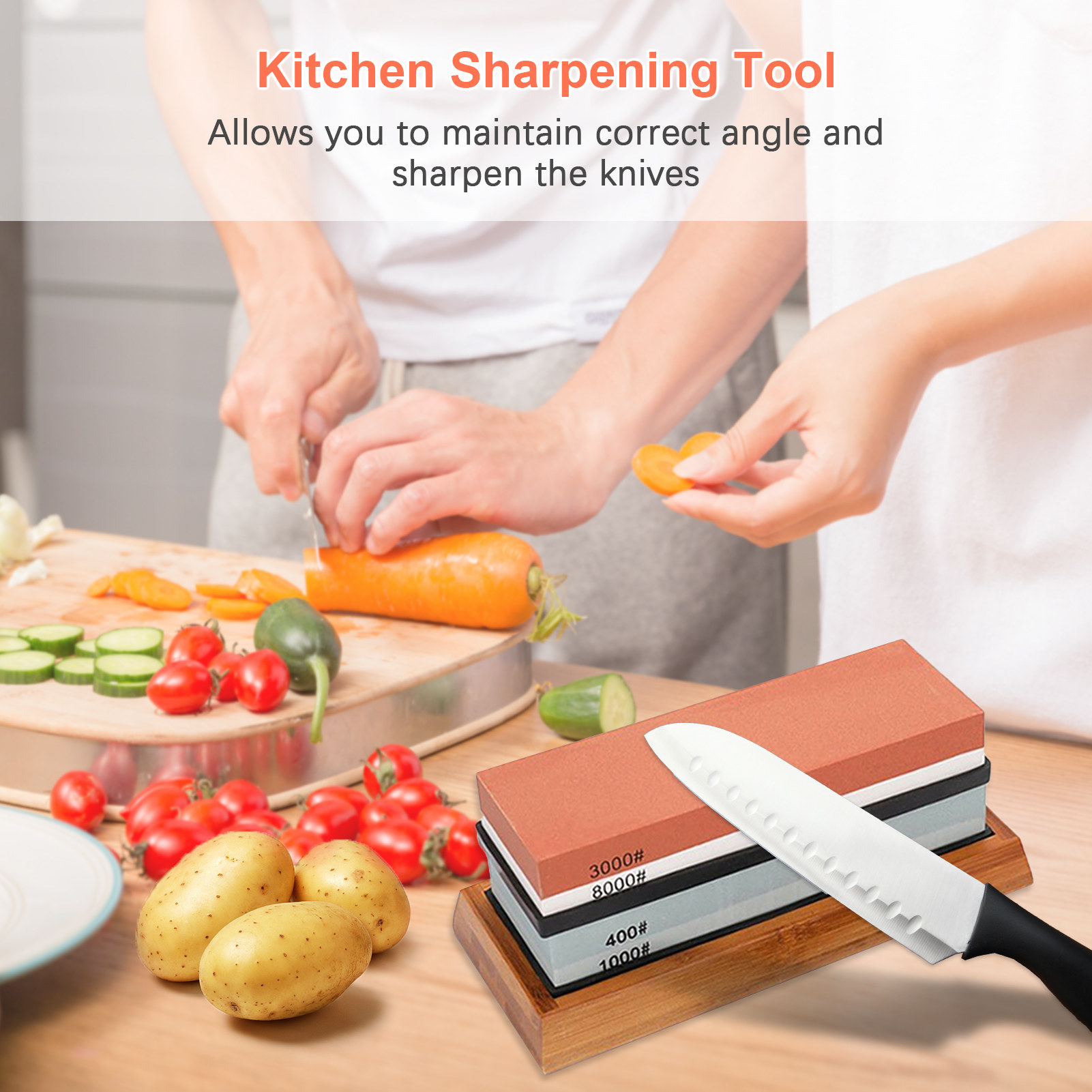 Aoresac Knife Sharpening Stone Set 400/1000 & 3000/8000 Dual Sided Grit ...