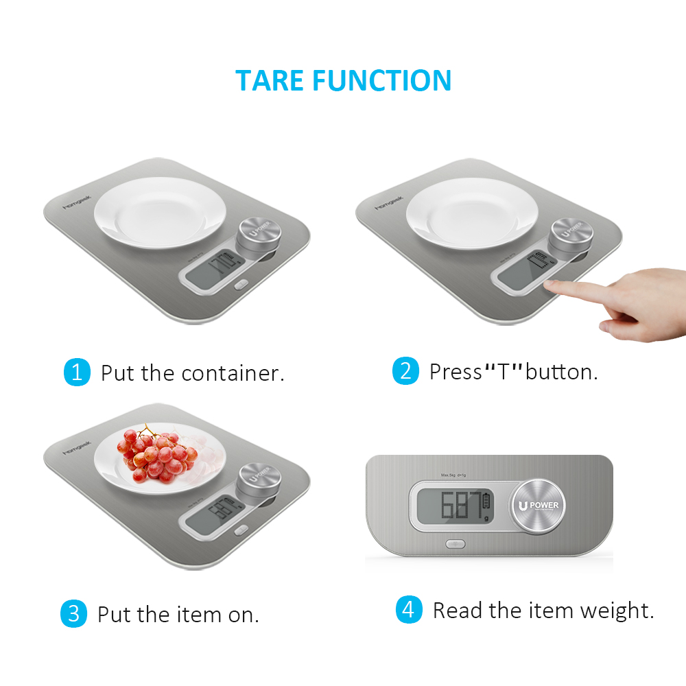 Battery Free Wind-up Mini Kitchen Scale with Large LCD Display -homgeek.com
