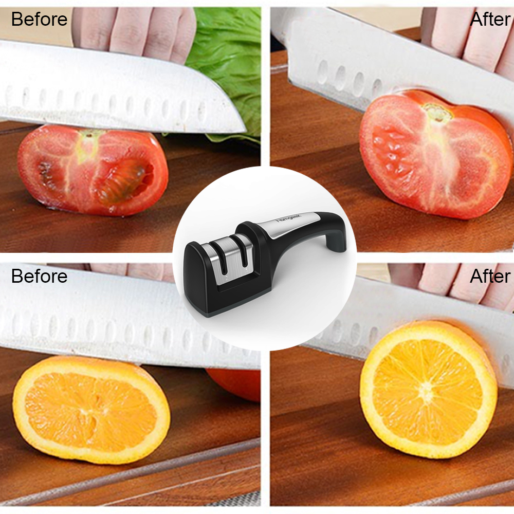 Knife Sharpener for Straight Knives with 2 Stage Diamond Coated ...