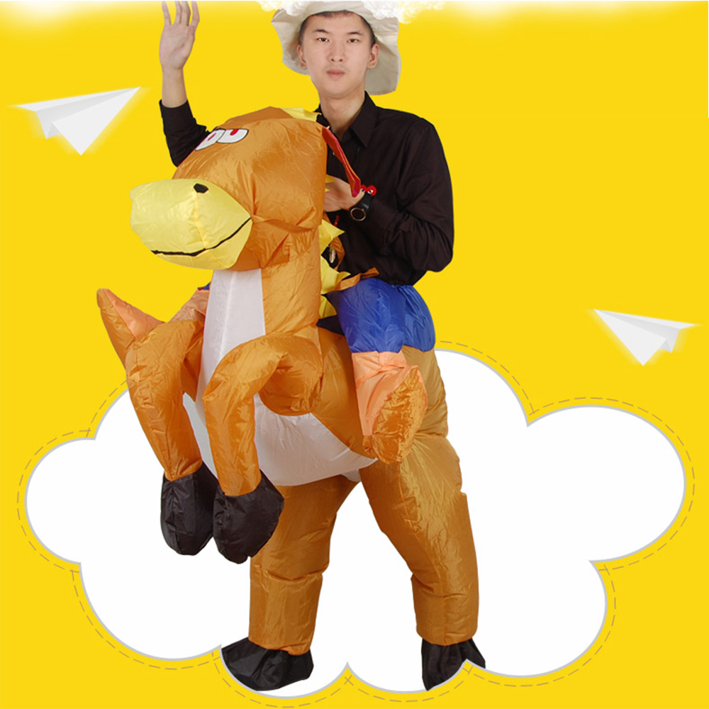 Decdeal Funny Cowboy Rider on Horse Inflatable Costume Outfit for Adult ...