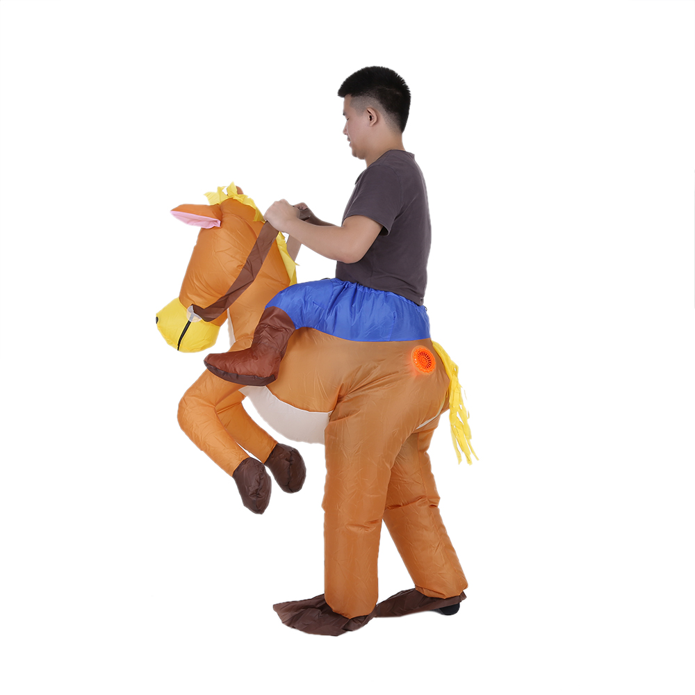 Decdeal Funny Cowboy Rider on Horse Inflatable Costume Outfit for Adult ...
