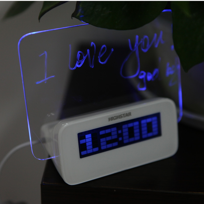 LED Digital Fluorescent Message Board Clock Alarm Temperature Calendar ...