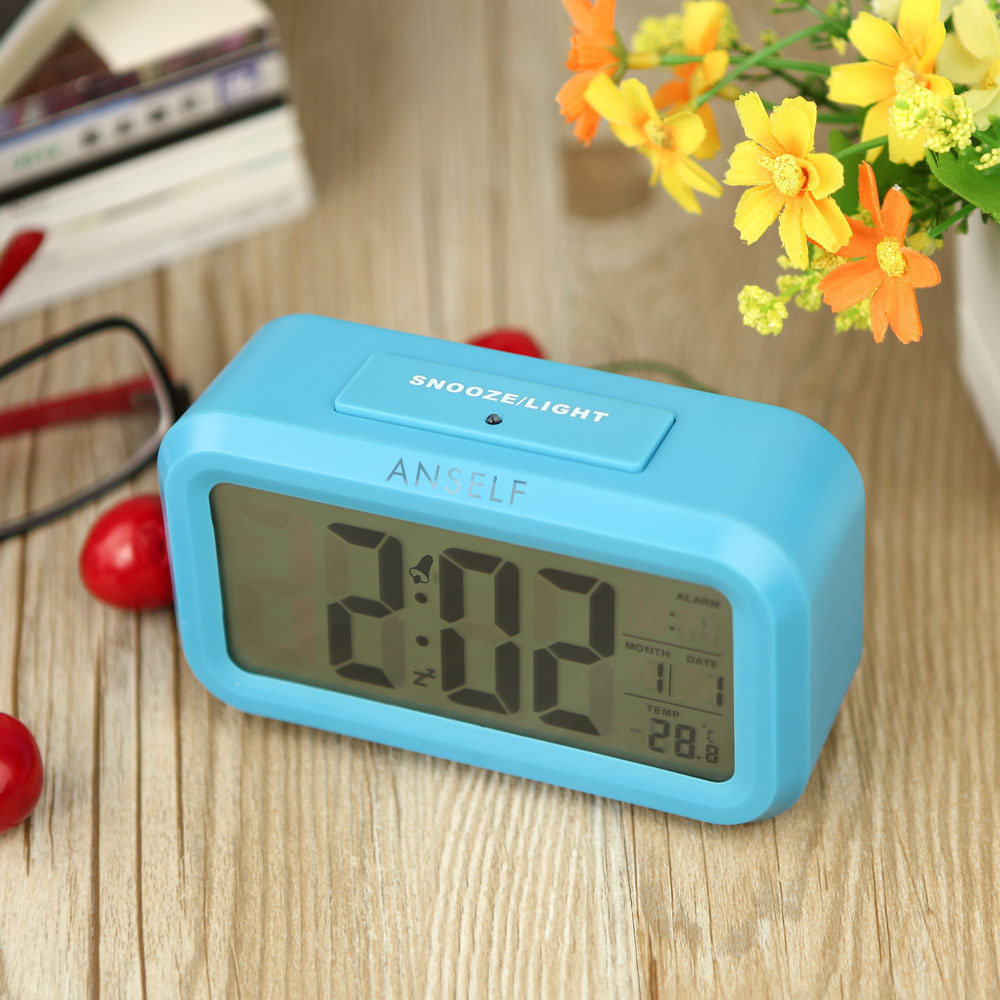 Anself LED Digital Alarm Clock Repeating Snooze Light-activated Sensor ...