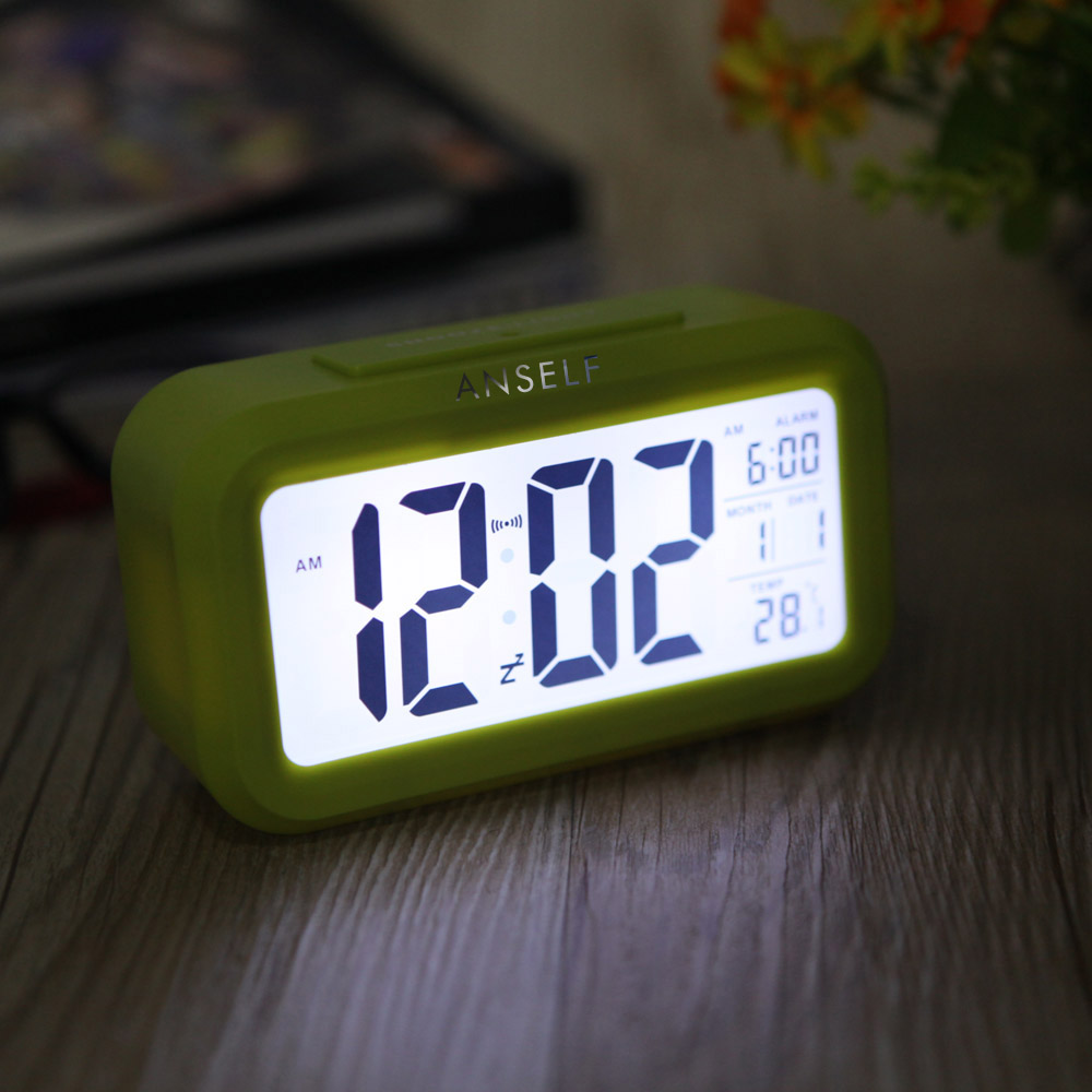 Anself LED Digital Alarm Clock Repeating Snooze Light-activated Sensor ...