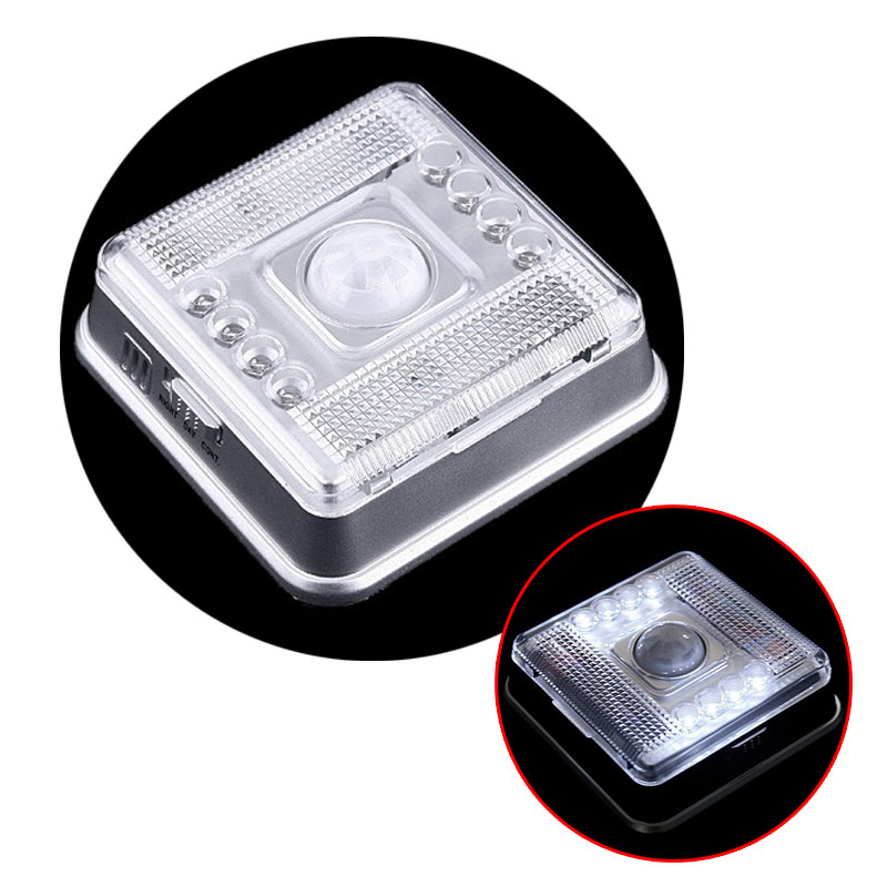 8 LED Light Lamp PIR Auto Sensor Motion Detector Red