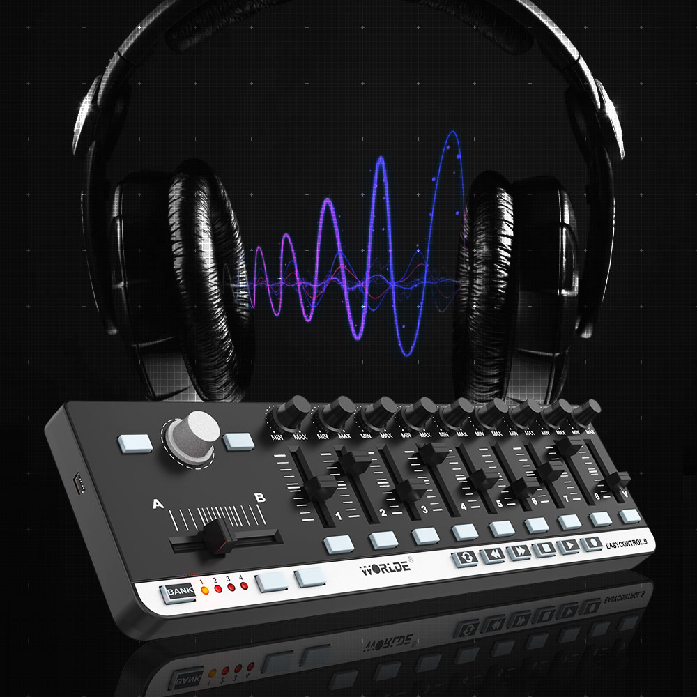 Worlde EasyControl.9 Portable Mini USB 9 Slim-Line Control MIDI Controller