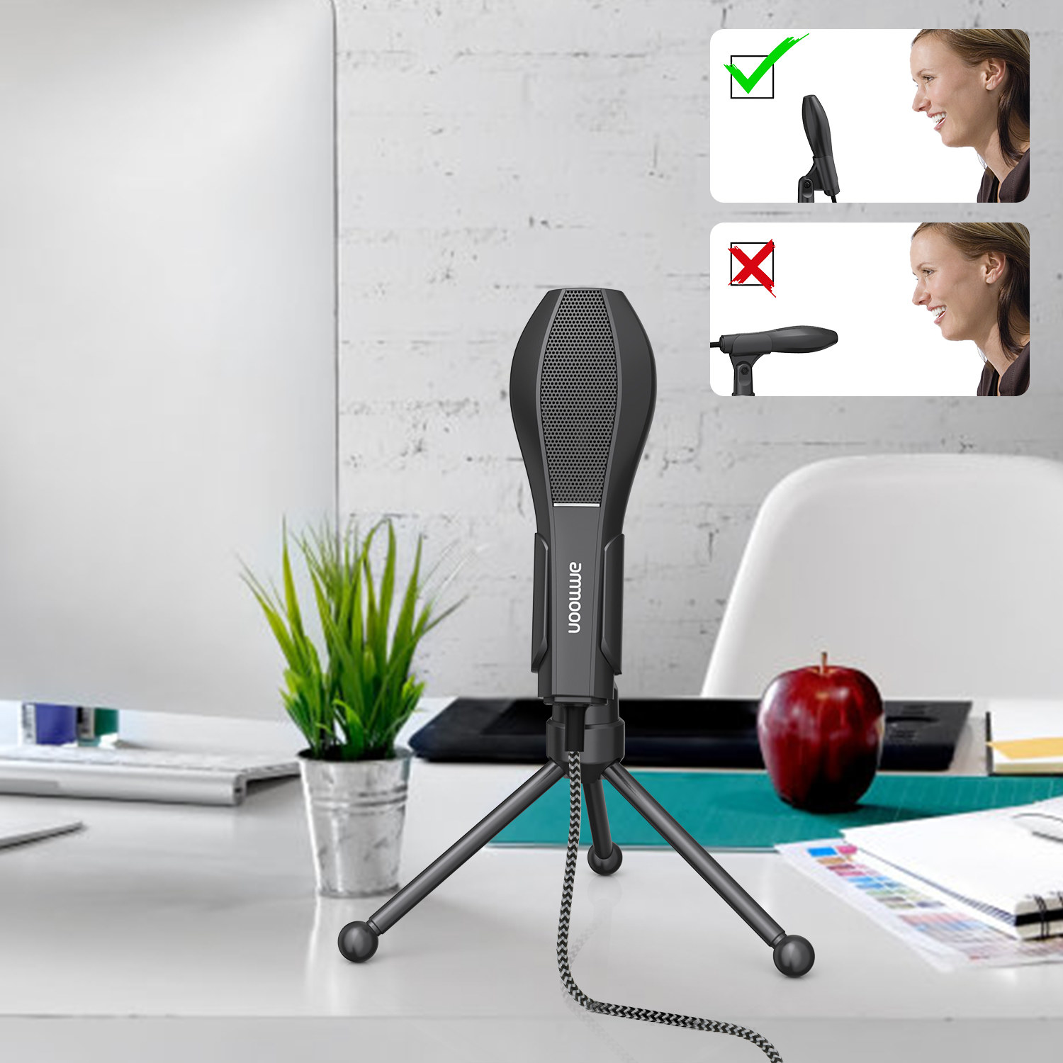 USB Wired Condenser Microphone Mic with Desktop Mini Tripod Stand for ...