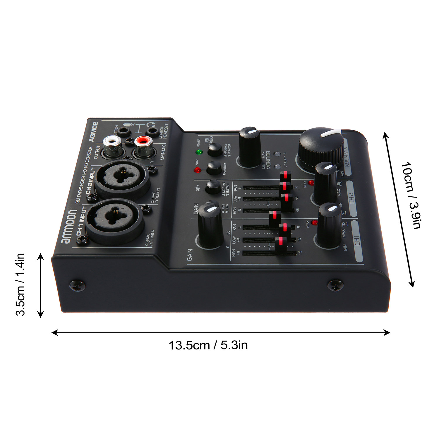 AGM02 Mini 2-Channel Sound Card Mixing Console Digital Audio Mixer 2 ...