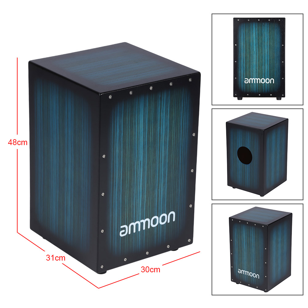 ammoon Wooden Box Drum Cajon Hand Drum Persussion Instrument Wood with ...