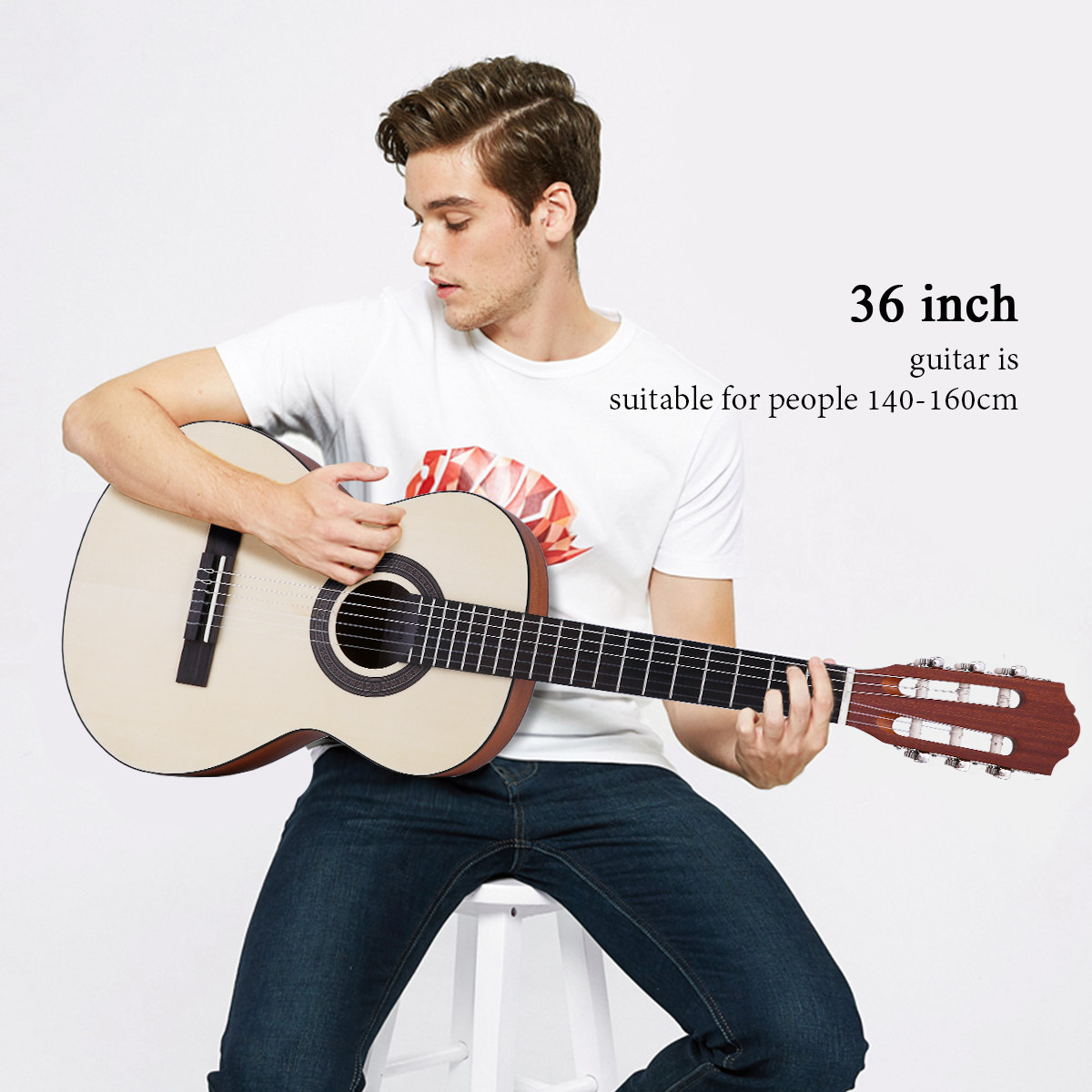 ammoon CG-11 36 Inch Travel Acoustic Classical Guitar Junior Size 6 ...