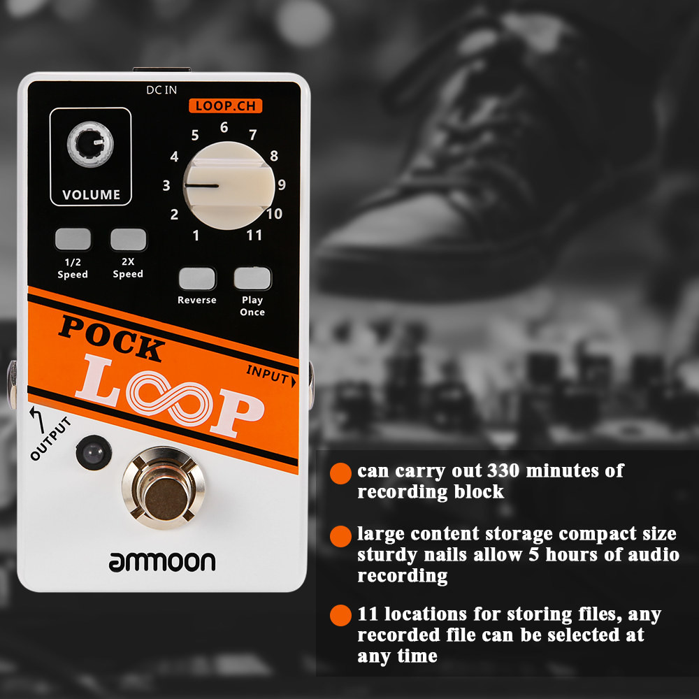 ammoon POCK LOOP Looper Guitar Effect Pedal 11 Loopers Max.330mins ...