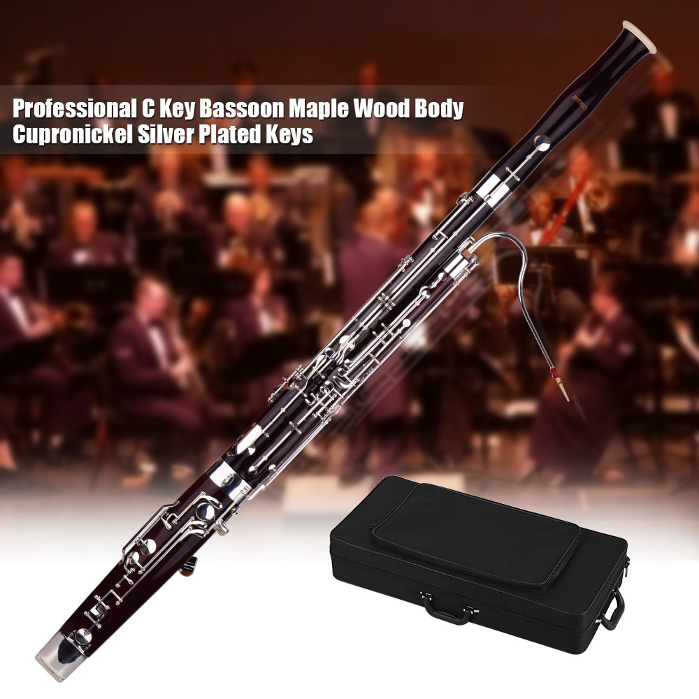 ammoon Professional C Key Bassoon Maple Wood Body Cupronickel Silver ...