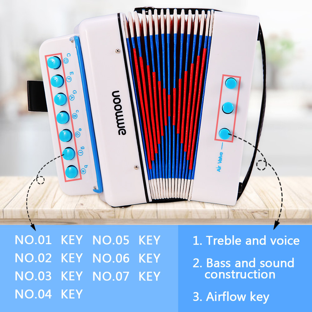 ammoon Mini 10 Keys Accordion Toy for Kids ABS Material Musical ...
