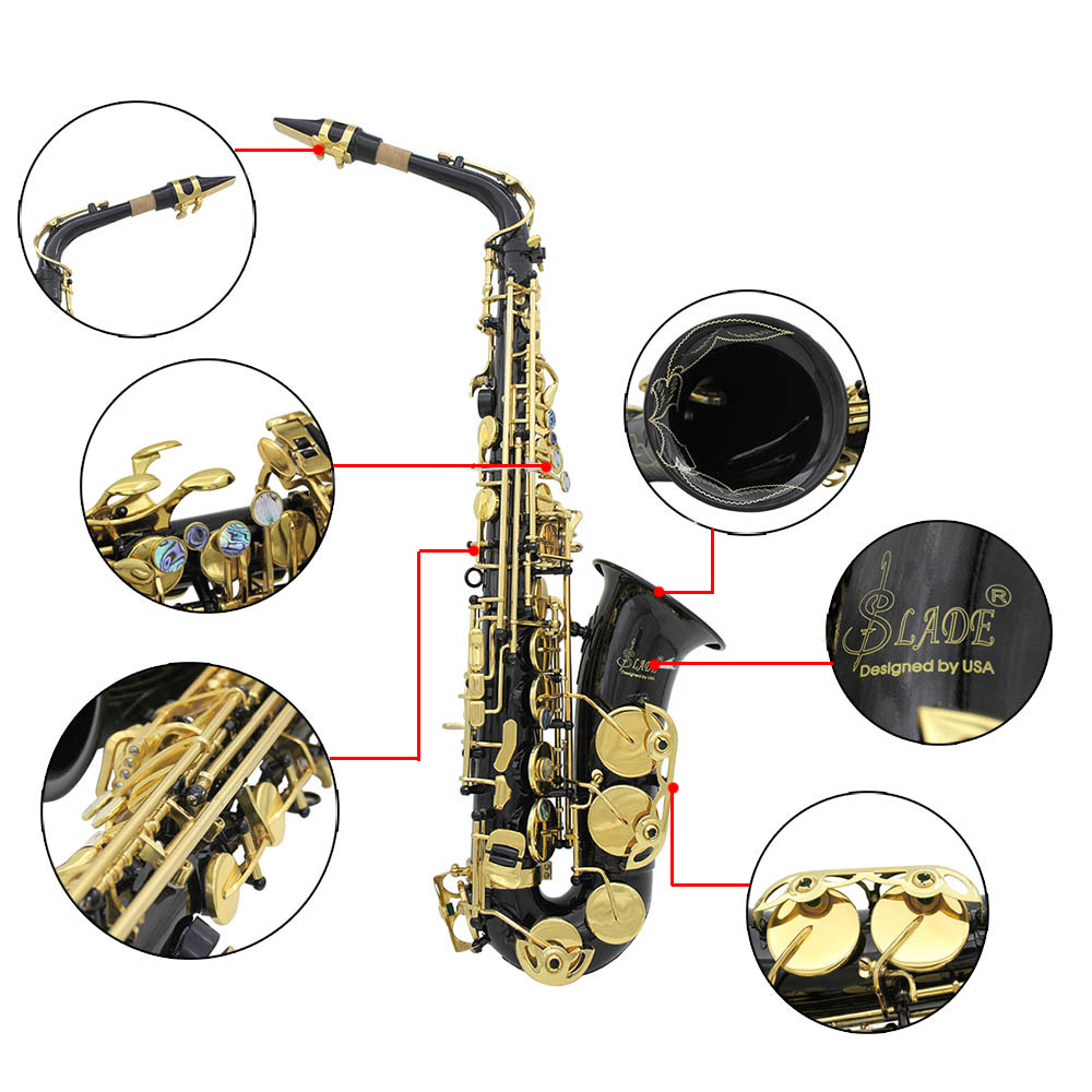ammoon Brass Engraved Eb E-Flat Alto Saxophone Sax Abalone Shell ...