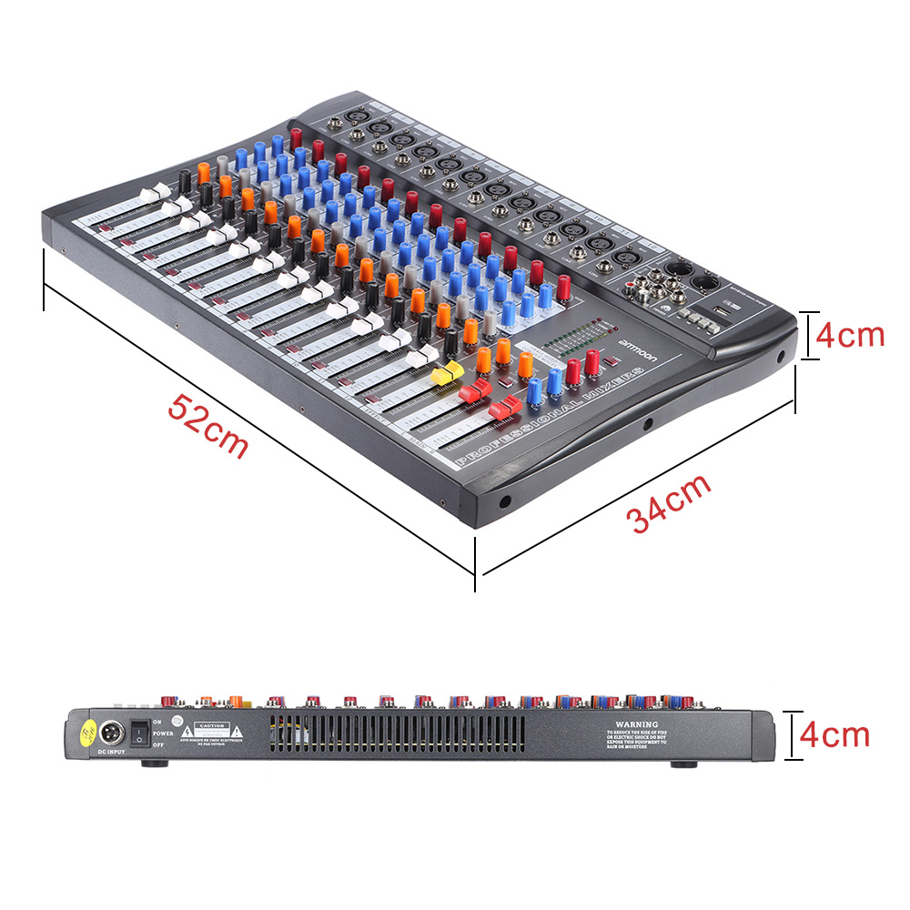 120S-USB 12 Channels Mic Line Audio Mixer Mixing Console USB XLR Input ...