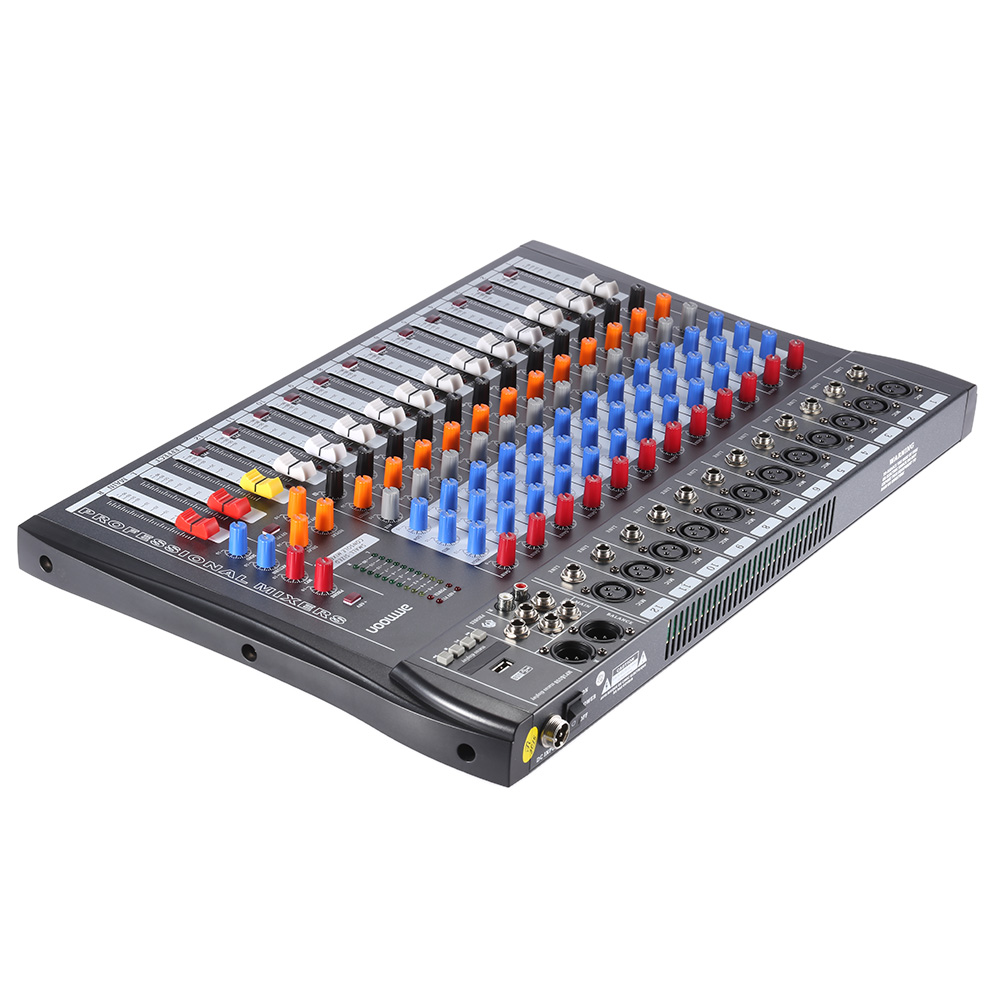 120S-USB 12 Channels Mic Line Audio Mixer Mixing Console USB XLR Input ...